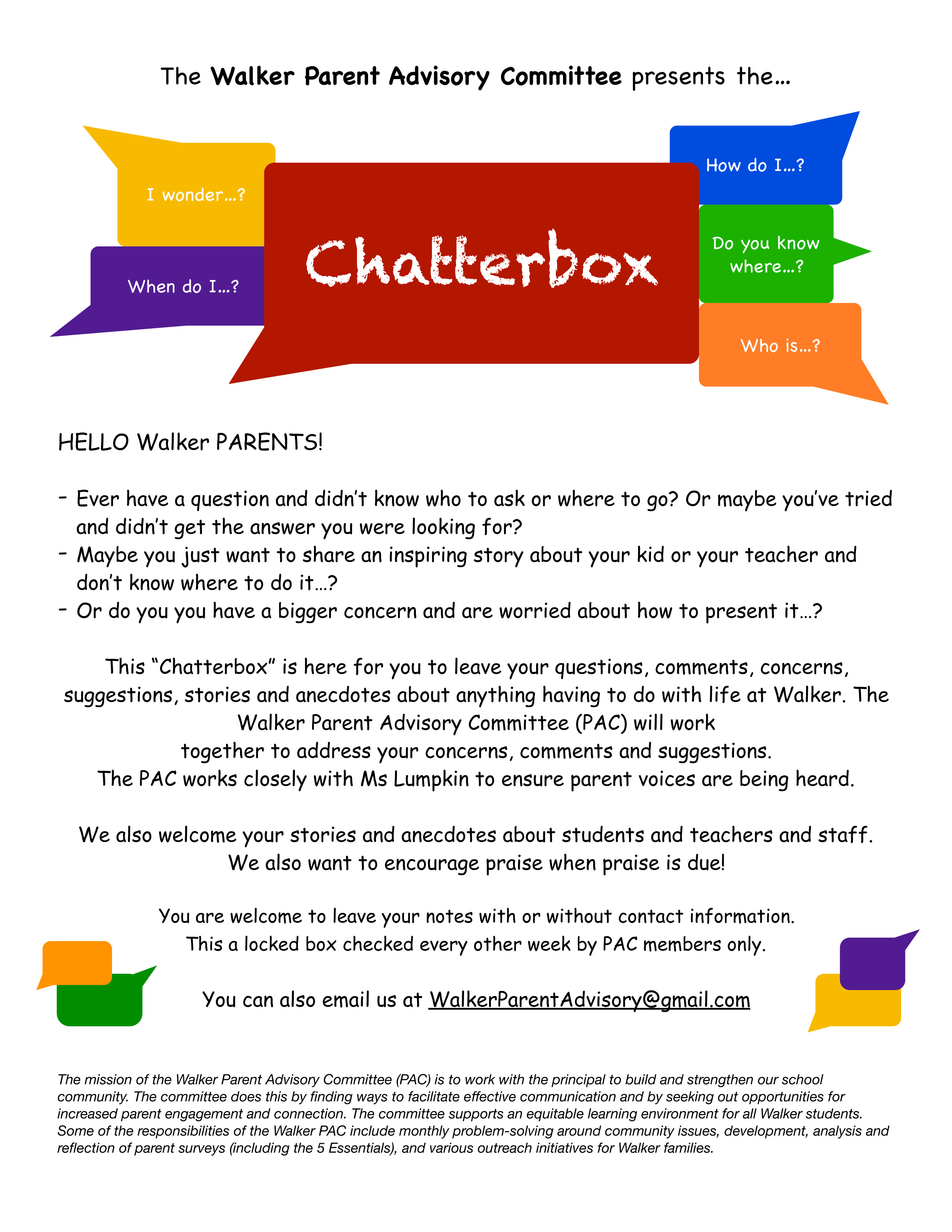 Walker’s PAC Chatterbox | David E. Walker Wolverines PTA