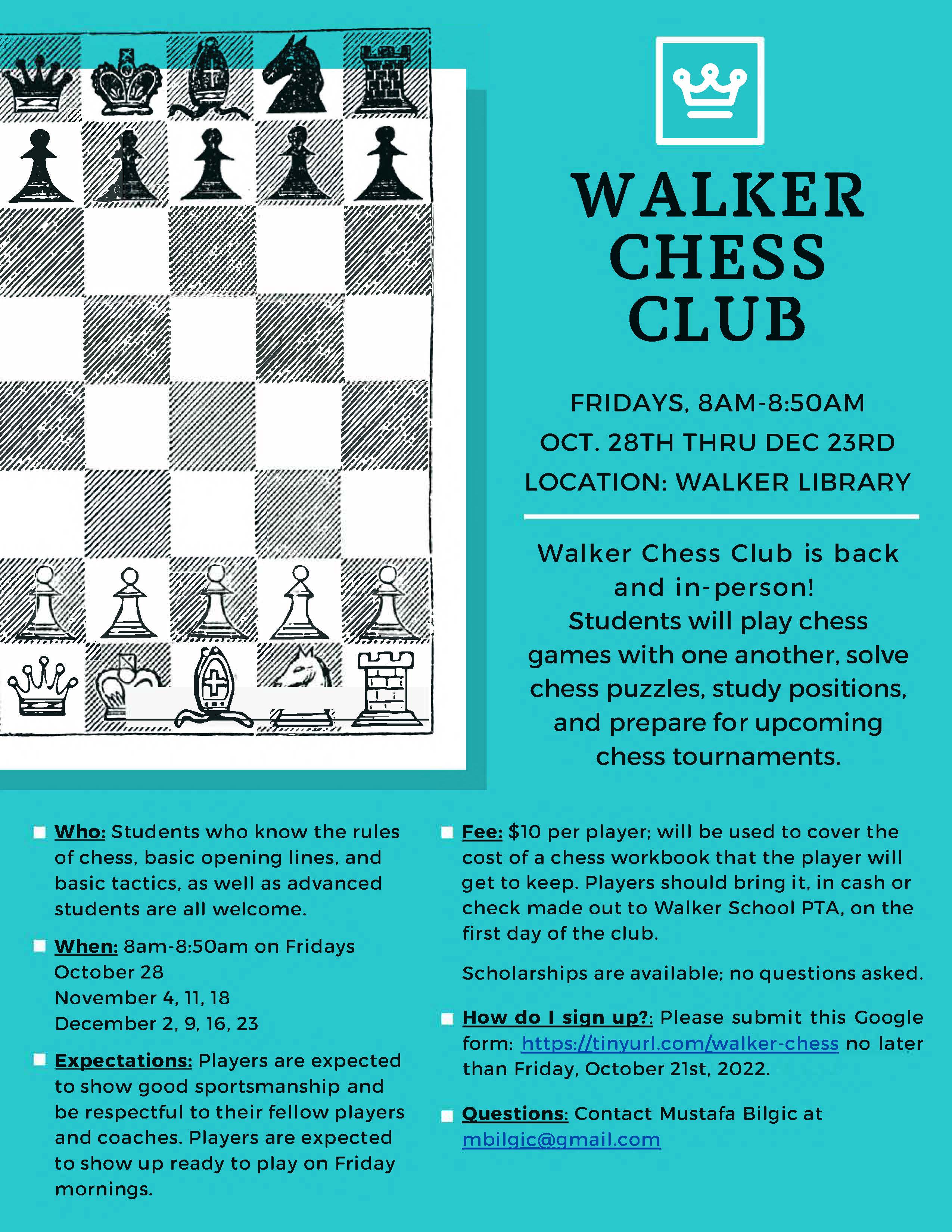 Walker Chess Club is Back! | Walker Wolverines PTA