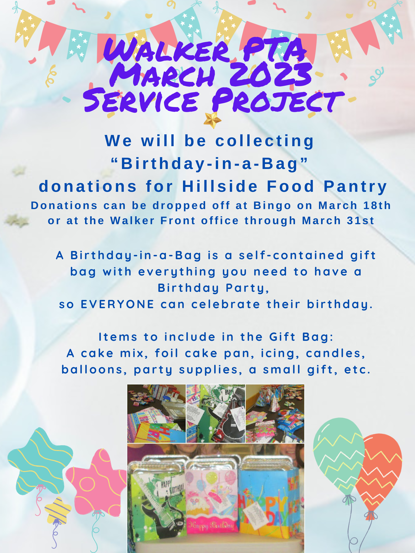 Walker PTA March Service Project | David E. Walker Wolverines PTA