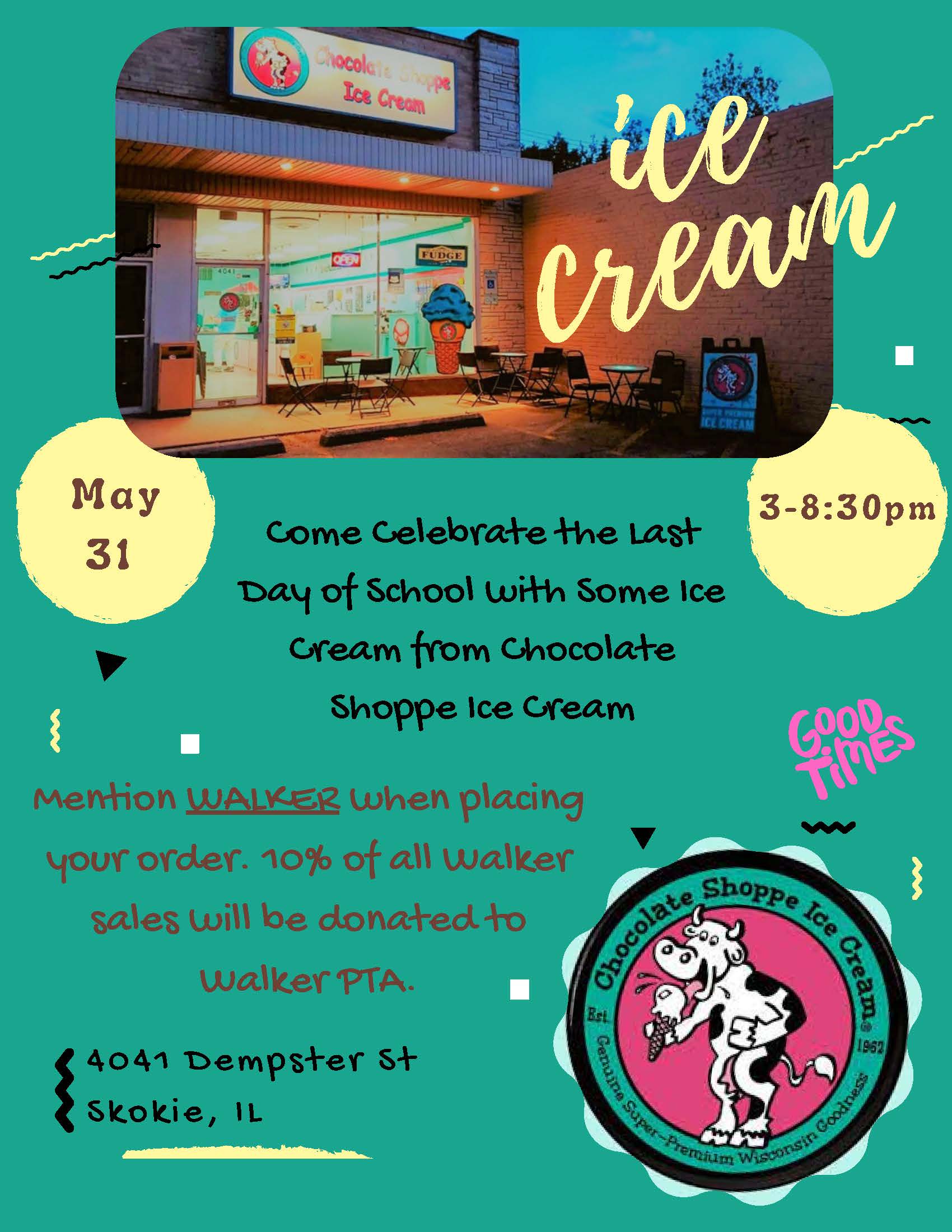 Last Walker Restaurant Night: May 31st, 3-8:30pm at Chocolate Shoppe ...