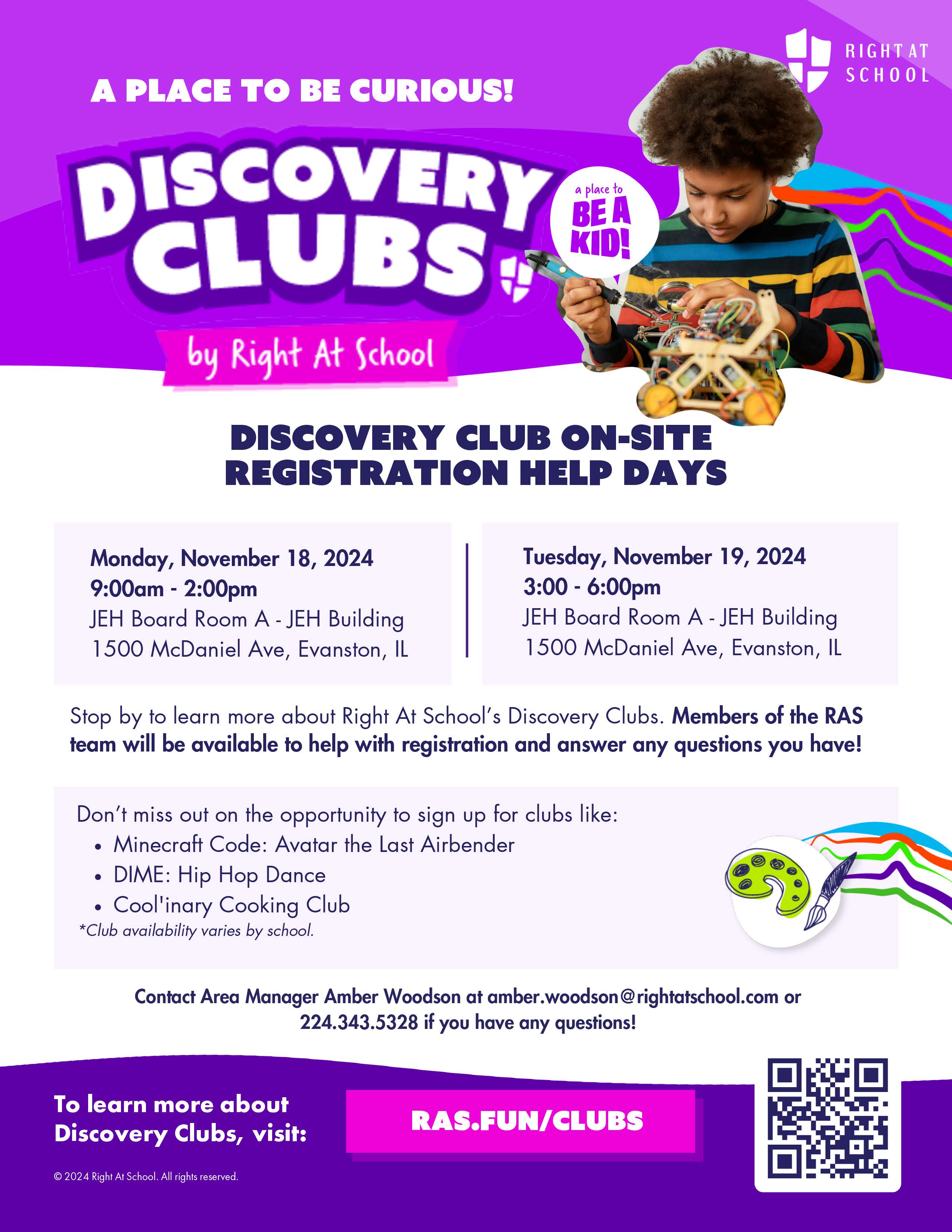 Discovery Club (Enrichments) On-site Registration Help Days: Nov. 18th ...